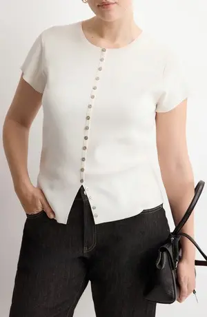 Mango Open Stitch Short Sleeve Cardigan