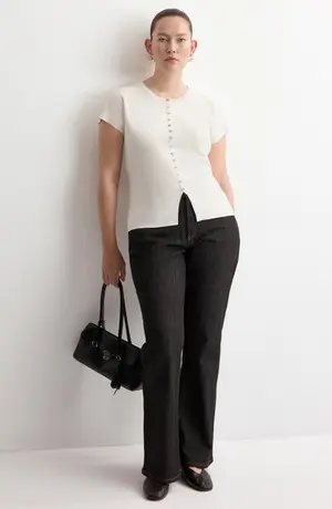 Mango Open Stitch Short Sleeve Cardigan