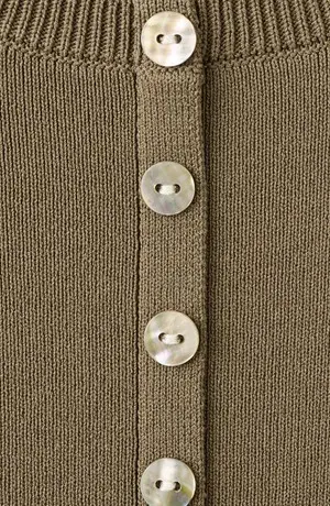 Mango Open Stitch Short Sleeve Cardigan - Medium Brown