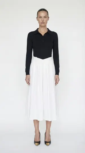 ELEXIAY Sonia Polo Midi Dress With Pleated Skirt