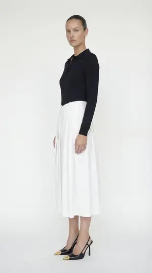 ELEXIAY Sonia Polo Midi Dress With Pleated Skirt