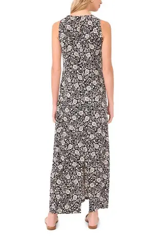 Vince Camuto Sleeveless Floral Print Maxi Dress - Rich Black