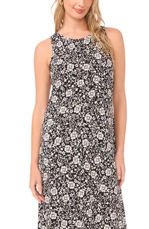 Vince Camuto Sleeveless Floral Print Maxi Dress - Rich Black
