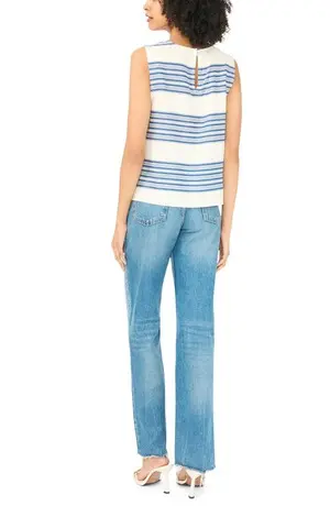 Vince Camuto Striped Sleeveless Jewel Neck Top