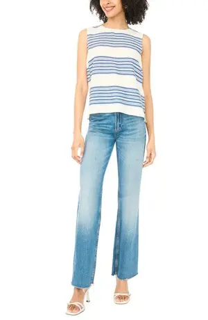 Vince Camuto Striped Sleeveless Jewel Neck Top