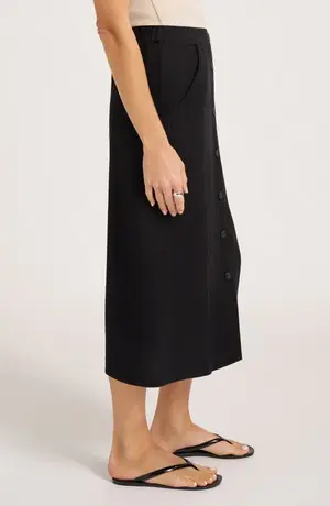 Matty M. Button Front Midi Skirt