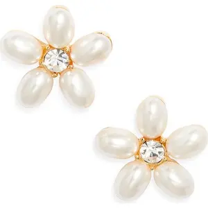 KENNETH JAY LANE Faux Pearl Flower Stud Earrings