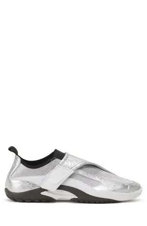 LANVIN Lnv1 Sneakers In Crinkled Metallic Leather - Black/silver