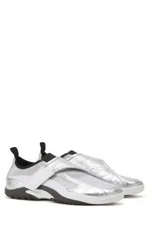 LANVIN Lnv1 Sneakers In Crinkled Metallic Leather - Black/silver
