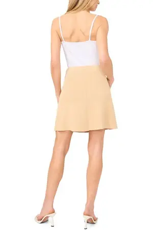 Halogen Ribbed A-line Miniskirt With Button Detail - Pebble