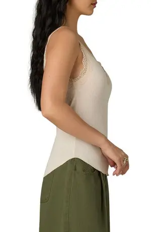 Wit & Wisdom Lace Trim Ribbed V-neck Camisole - Ecru