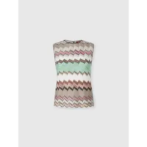 Missoni Sleeveless Crewneck Top In Viscose Lamé With Snake Motif - Multicoloured