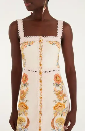 Farm Rio Linen Button Front Minidress - Pink