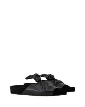 LANVIN Cocoon Flat Leather Mules With Bow Detail