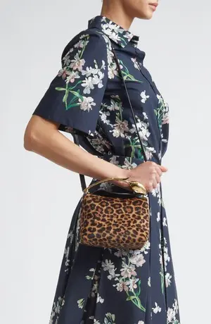 Erdem Mini Bloom Genuine Calf Hair Bag With Sculptural Flower Handle - Leopard