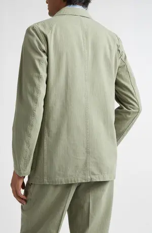 DRAKE'S Cotton Herringbone Blazer