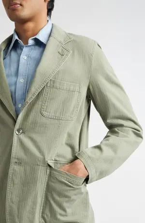 DRAKE'S Cotton Herringbone Blazer