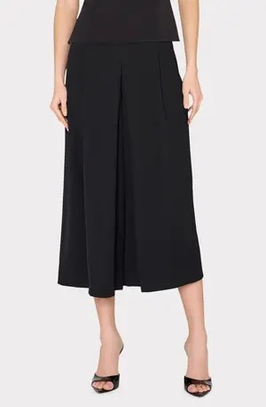 MILLY Layla Pleated Culottes - Black