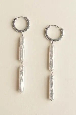 ASTOR & ORION Ariko Pearl Drop Huggie Earrings - Silver