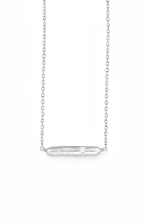 ASTOR & ORION Maris Pearl Bar Necklace - Silver