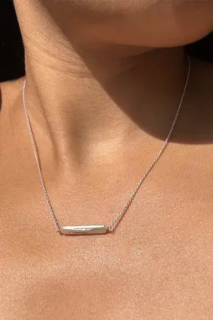 ASTOR & ORION Maris Pearl Bar Necklace - Silver