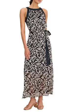 NIC+ZOE Becca Floral Burnout Maxi Dress - Indigo Multi