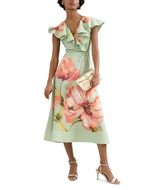 PHASE EIGHT Matilda Floral Wrap Midi Dress - Green