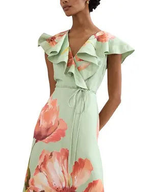PHASE EIGHT Matilda Floral Wrap Midi Dress - Green