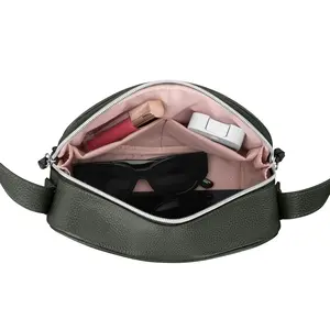 SAMSONITE Leather Crossbody Bag With Adjustable Strap - Olive