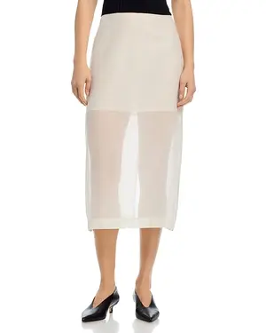 BY MALENE BIRGER Sheer Silk Organza A-line Skirt - Soft White