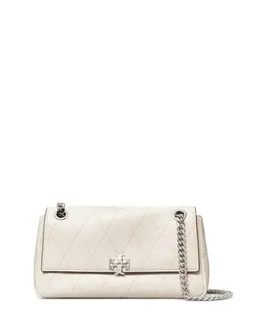 Tory Burch Charlie Small Quilted Leather Shoulder Bag - Light Cream