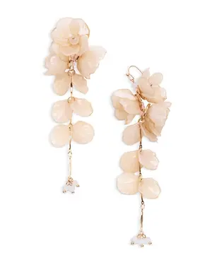 Aqua Flower Dangle Earrings - Pink