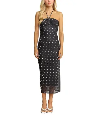 ELEVATOR DISCO Trixie Polka Dot Midi Dress - Black