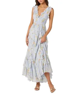 Astr The Label Sleeveless Floral Print Maxi Dress With Ruffles