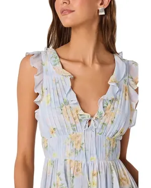 Astr The Label Sleeveless Floral Print Maxi Dress With Ruffles