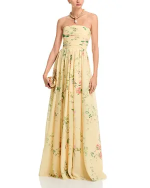 SAU LEE Amsale Ida Square Neck Gown - Soft Yellow