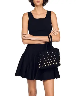 Sandro Eulalia Crochet Tote - Black