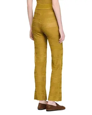 Sandro Pointelle Knit Trousers - Olive
