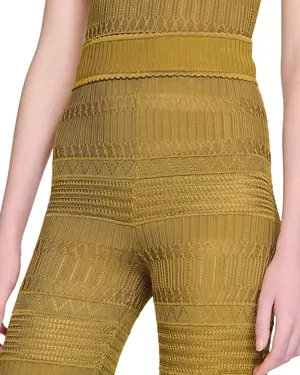 Sandro Pointelle Knit Trousers - Olive
