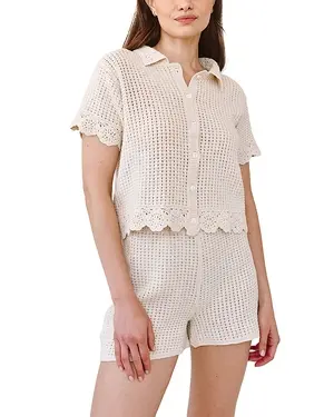 Bella Dahl Short Sleeve Crochet Shirt