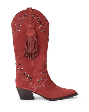 Kurt Geiger Oxford Western Tassel Boots - Medium Red