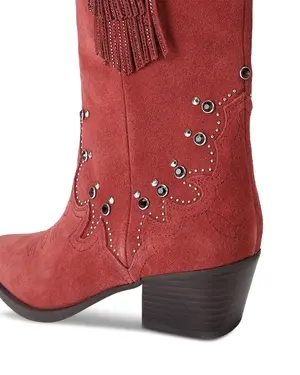 Kurt Geiger Oxford Western Tassel Boots - Medium Red