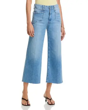 Paige Anessa High Rise Raw Hem Wide Leg Jeans - Vail