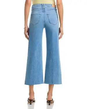 Paige Anessa High Rise Raw Hem Wide Leg Jeans - Vail