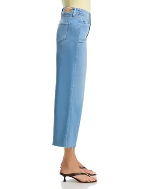 Paige Anessa High Rise Raw Hem Wide Leg Jeans - Vail