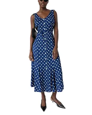 Gerard Darel Ravita Polka Dot Midi Dress - Blue
