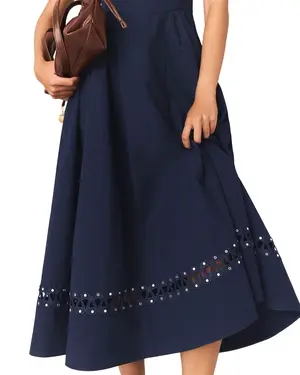 Maje Flared Midi Dress - Navy