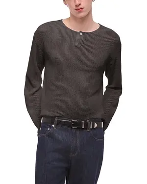 Helmut Lang Textured Henley - Black