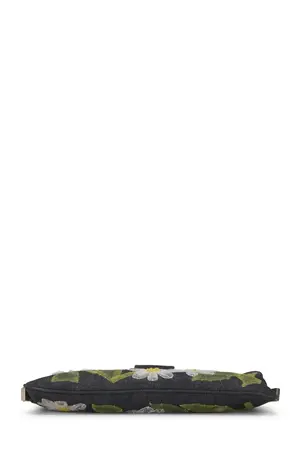 Fendi Denim Floral Appliqué Shoulder Bag - Navy