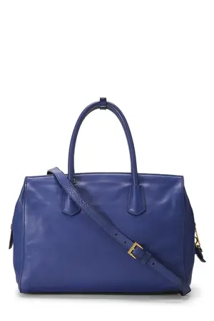 Prada Vitello Daino Convertible Handbag - Blue